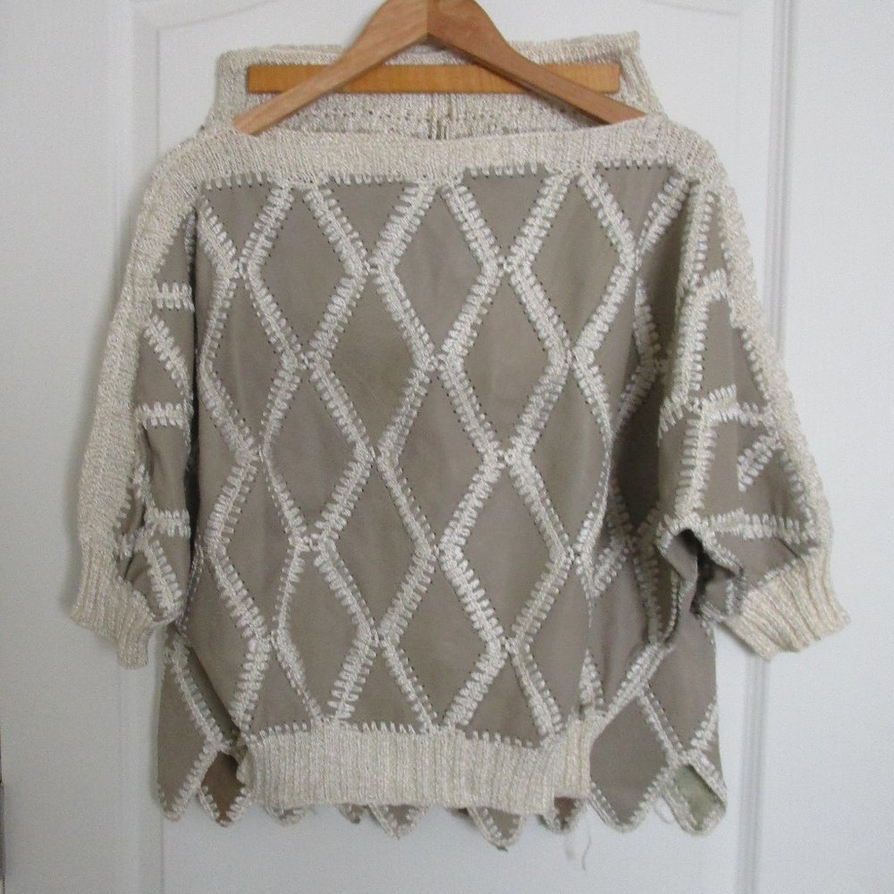 Patchwork Leather Skirt & Sweater Set - Gem